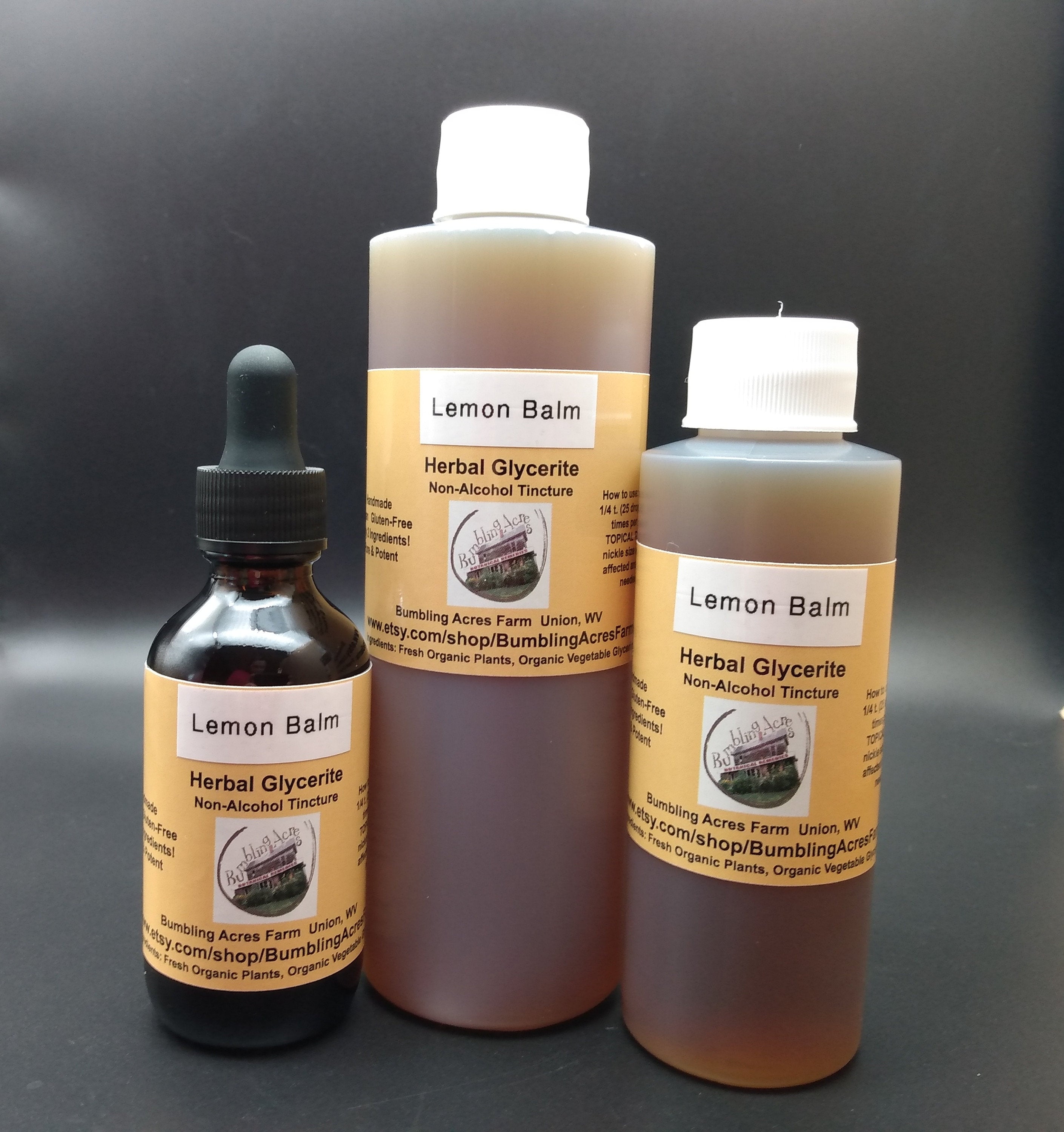 Lemon Balm Glycerite Non-Alcohol Tincture Double Extract Pure and Pote ...